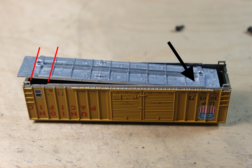 Modifying a Roundhouse Union Pacific boxcar | TrainBoard.com - The Internet's Original